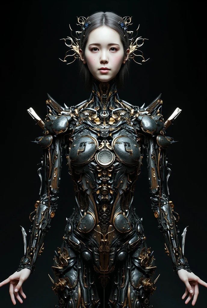 Beautiful woman in exoskeleton, detailed face, realistic textured skin ...
