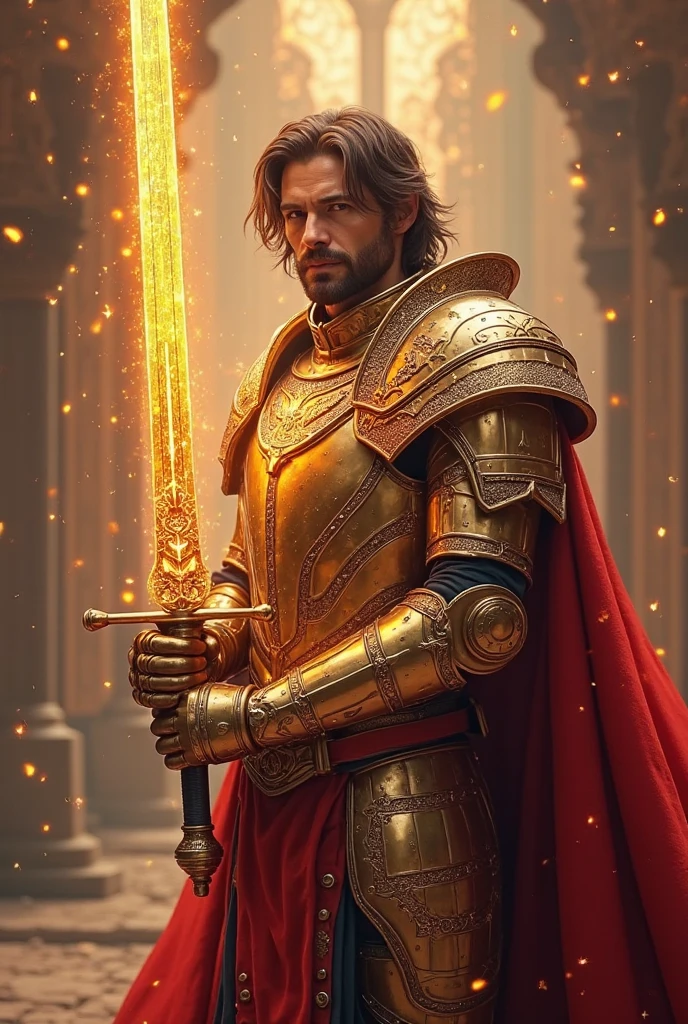 In a divine setting, a sacred paladin remains strong , adorned with ...