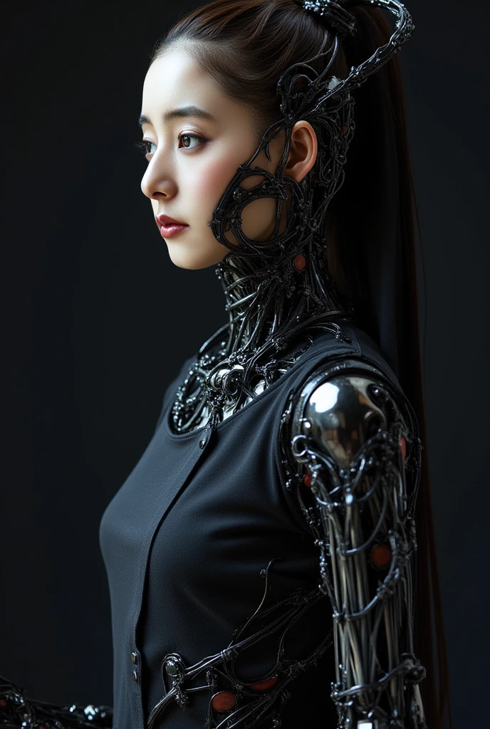 Beautiful woman in exoskeleton, detailed face, realistic textured skin ...