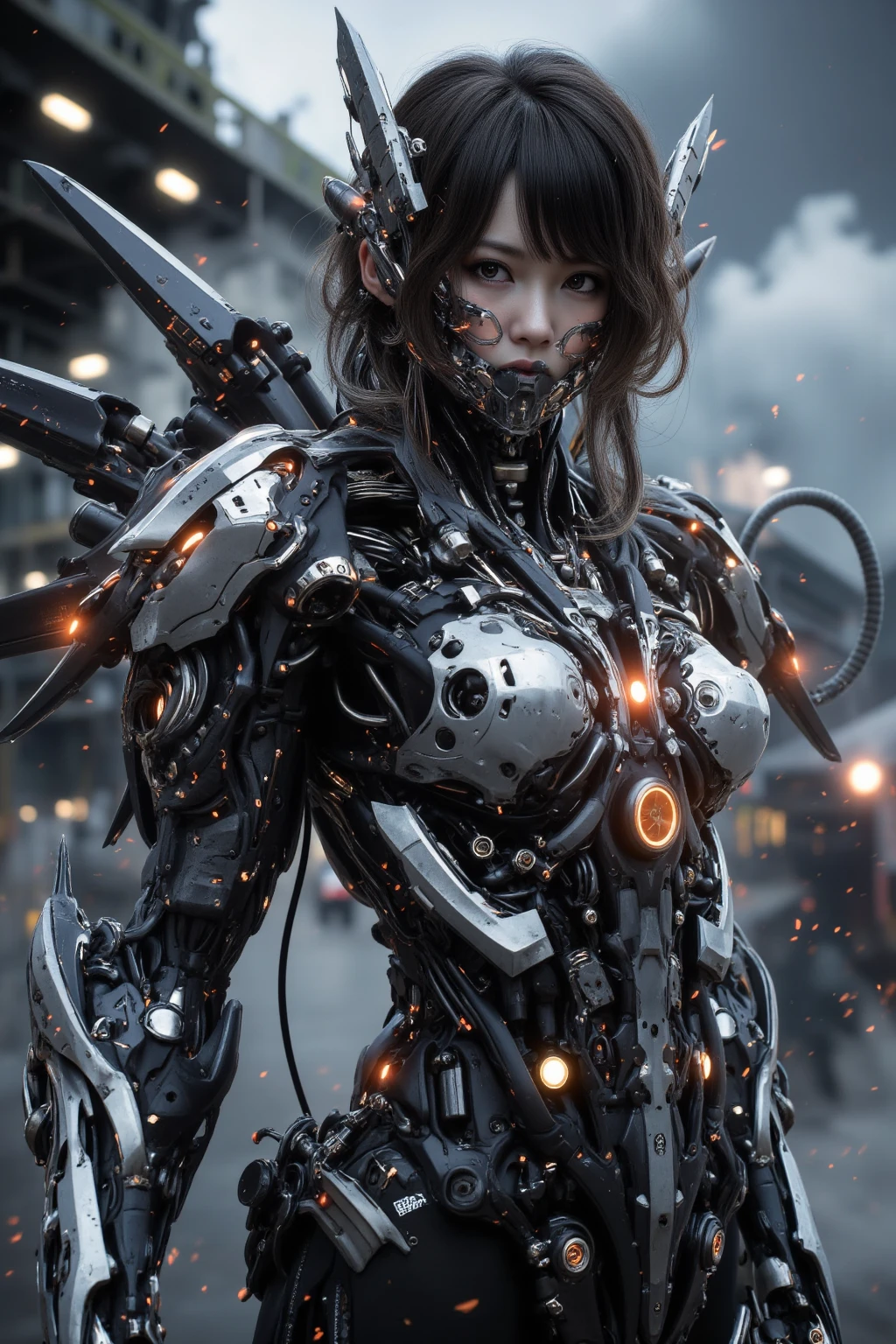 Cute Japanese woman wearing Yamato-inspired powered exoskeleton - SeaArt AI