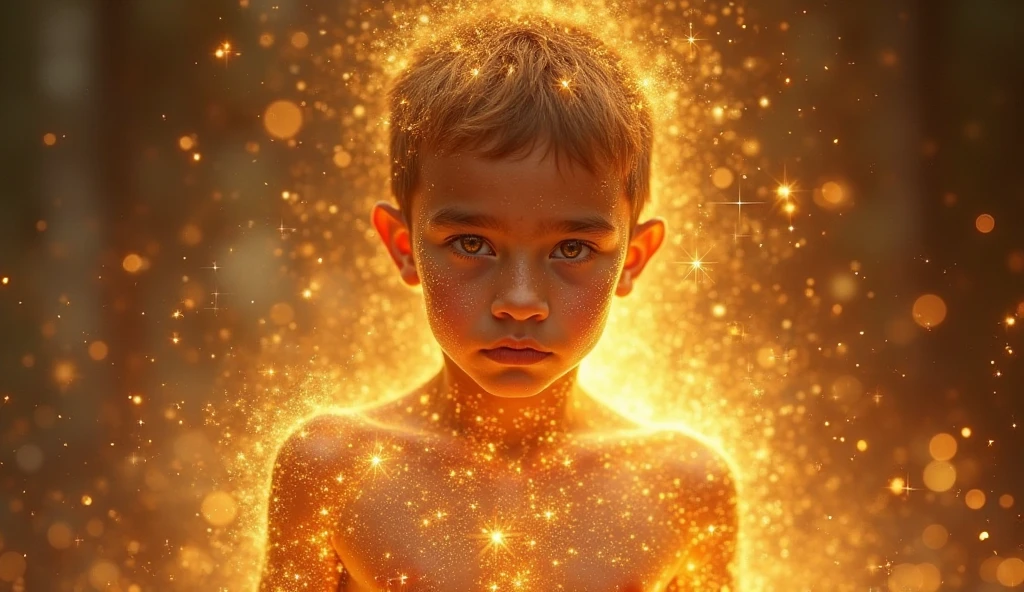 A young spiritual warrior, with glowing eyes and body sculpted by ...