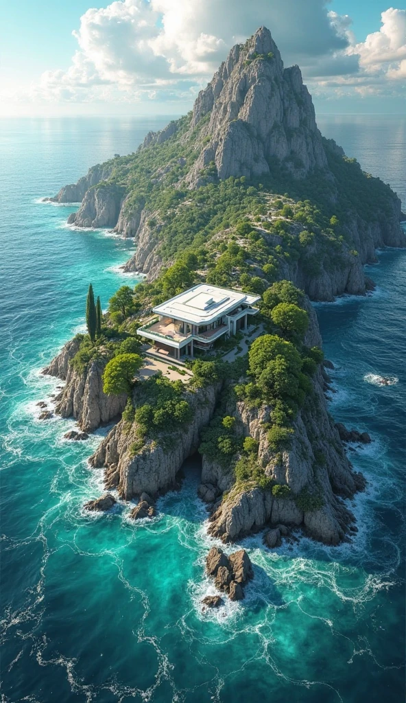 Mountain view, Complicated Sea Swap, tree, A futuristic house - SeaArt AI