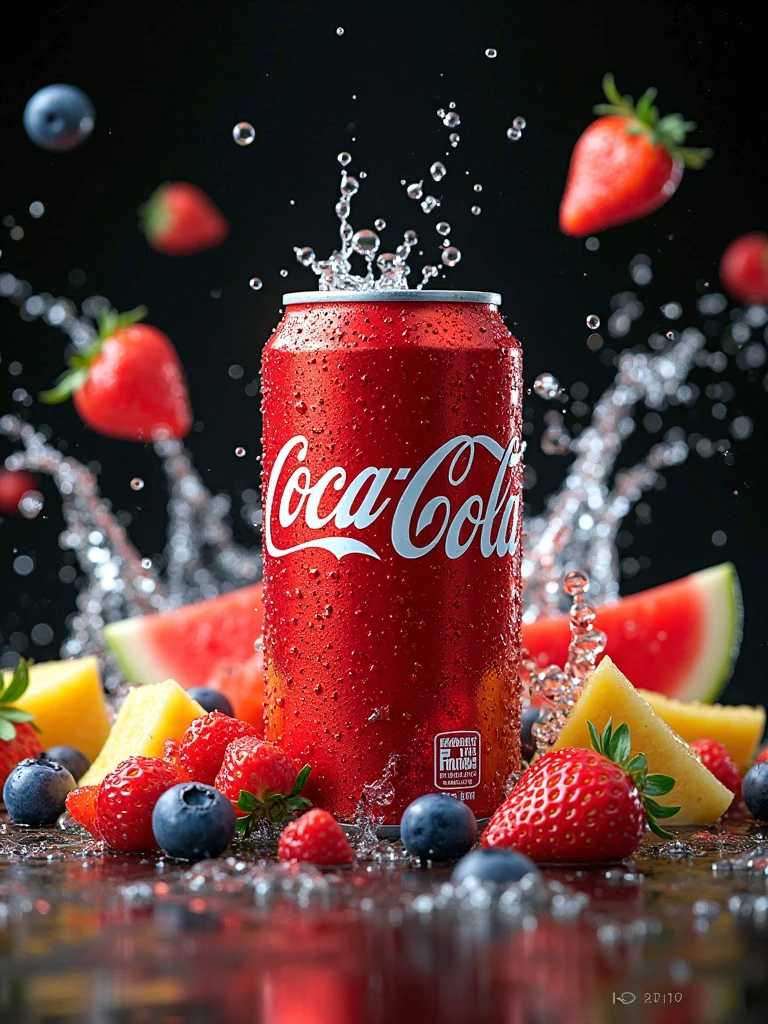 A dynamic and ultra-realistic advertisement for a refreshing coca cola ...
