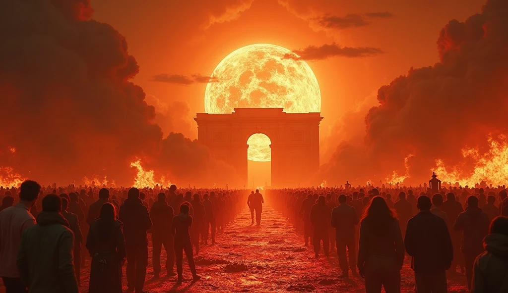 "A scene of divine reckoning: an endless ocean of frightened people ...