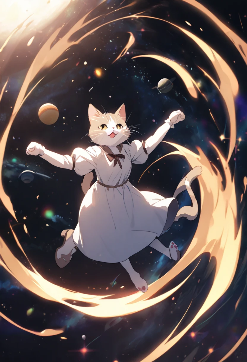 Cat dancing in space - SeaArt AI