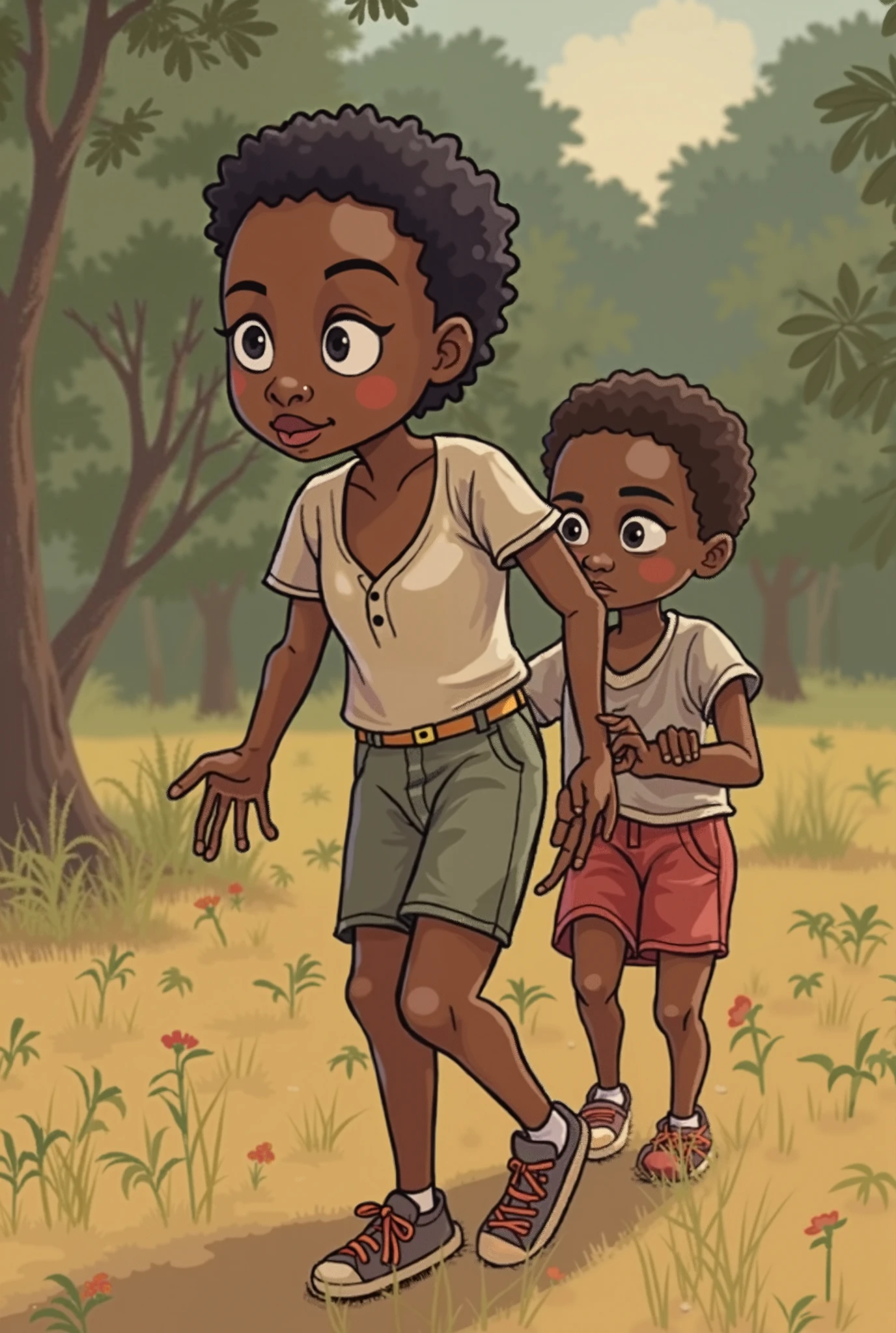 Arafed boy standing in the middle of a forest with a tree - SeaArt AI