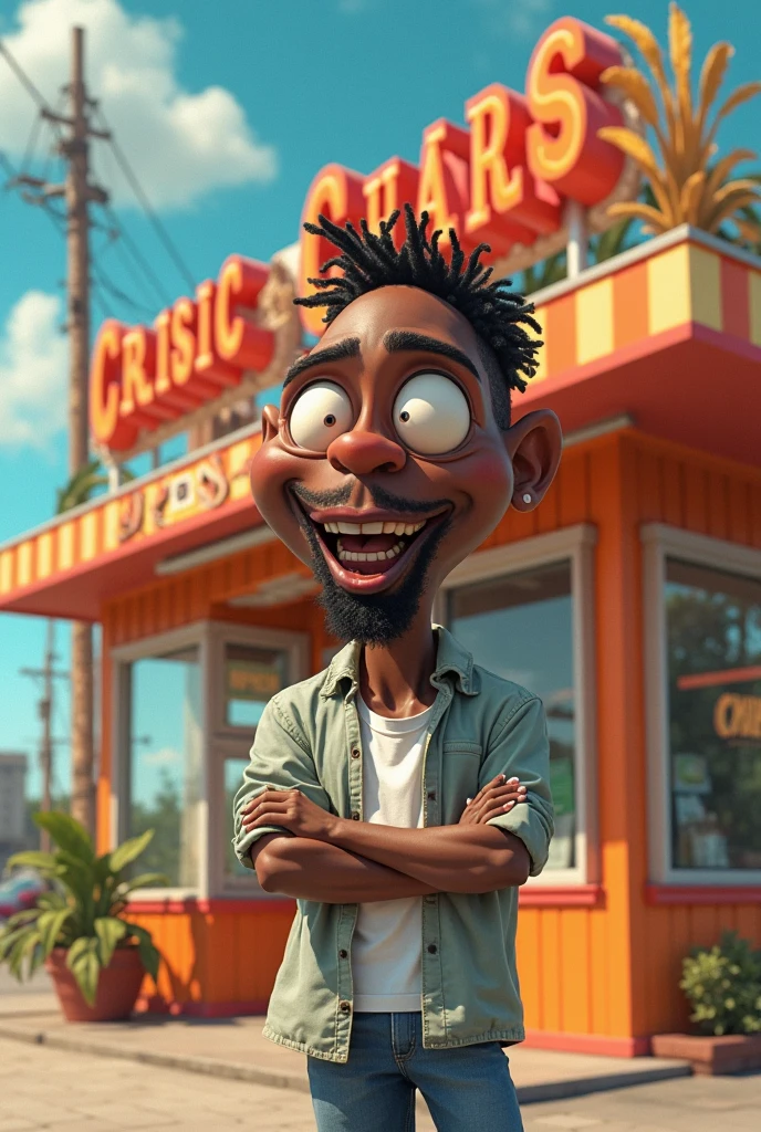 A picture of a very very very cartoony black man with a very big ...
