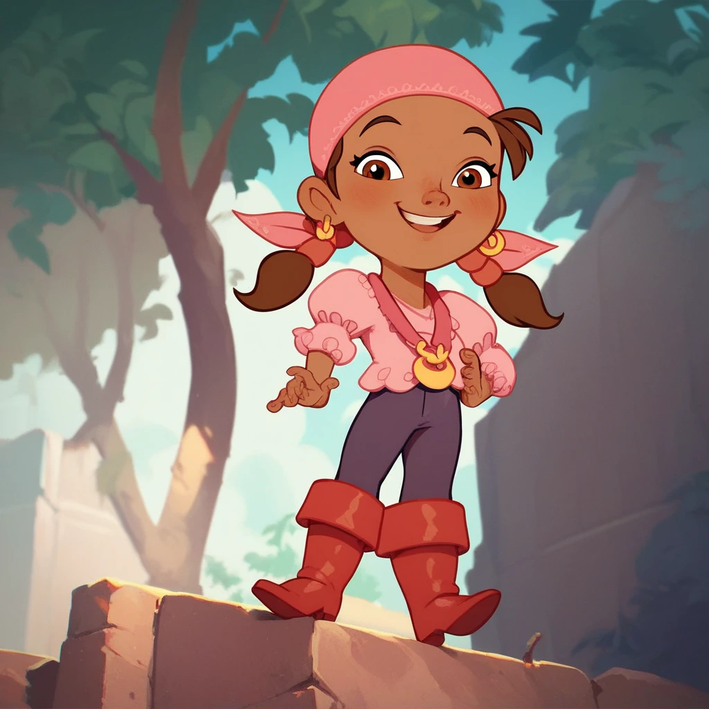 1girl, dark skin, brown hair, brown eyes, twintails, bandana - SeaArt AI