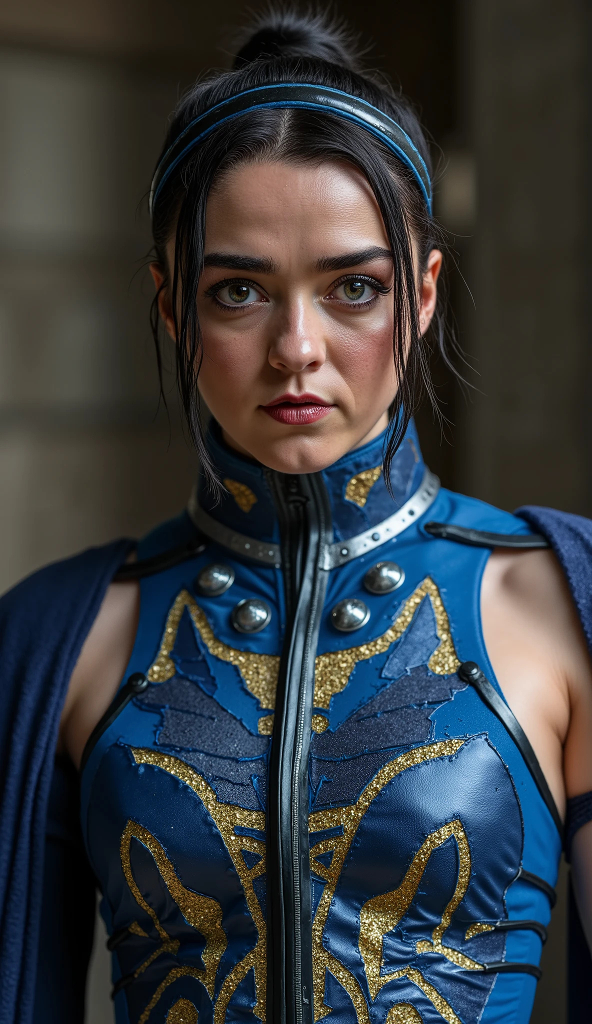 Arafed woman in a blue costume with a blue cape - SeaArt AI