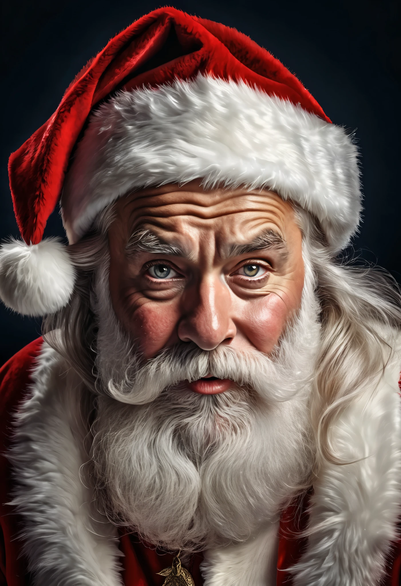 Hyper-detailed photograph of a captivating portrait of Santa Claus ...