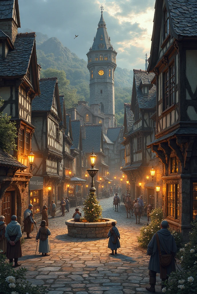 Old simple medieval town square - SeaArt AI