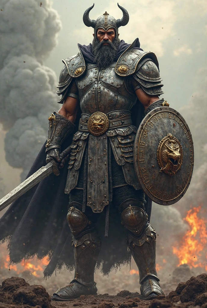 "An imposing warrior 2 meters tall, muscular and strong , with armor of ...