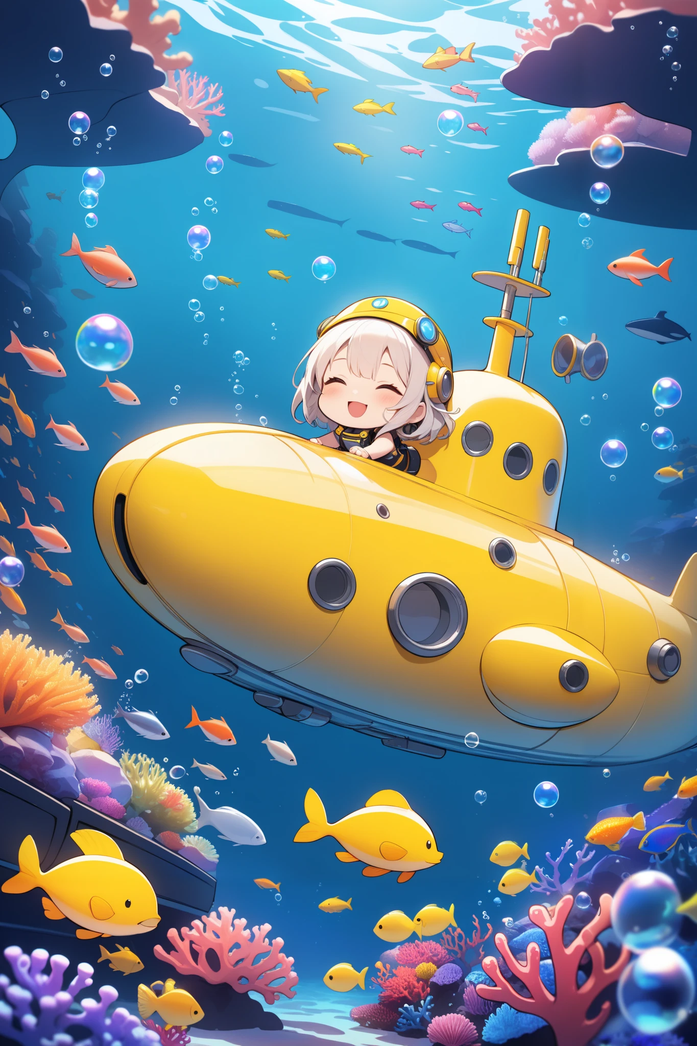 Masterpiece, best quality, (chibi), solo, beautiful, 1girl, happy ...