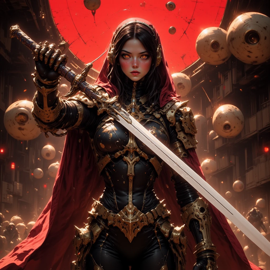 Cybernetic combat Nun with Shoulder length Black hair, tanned skin ...