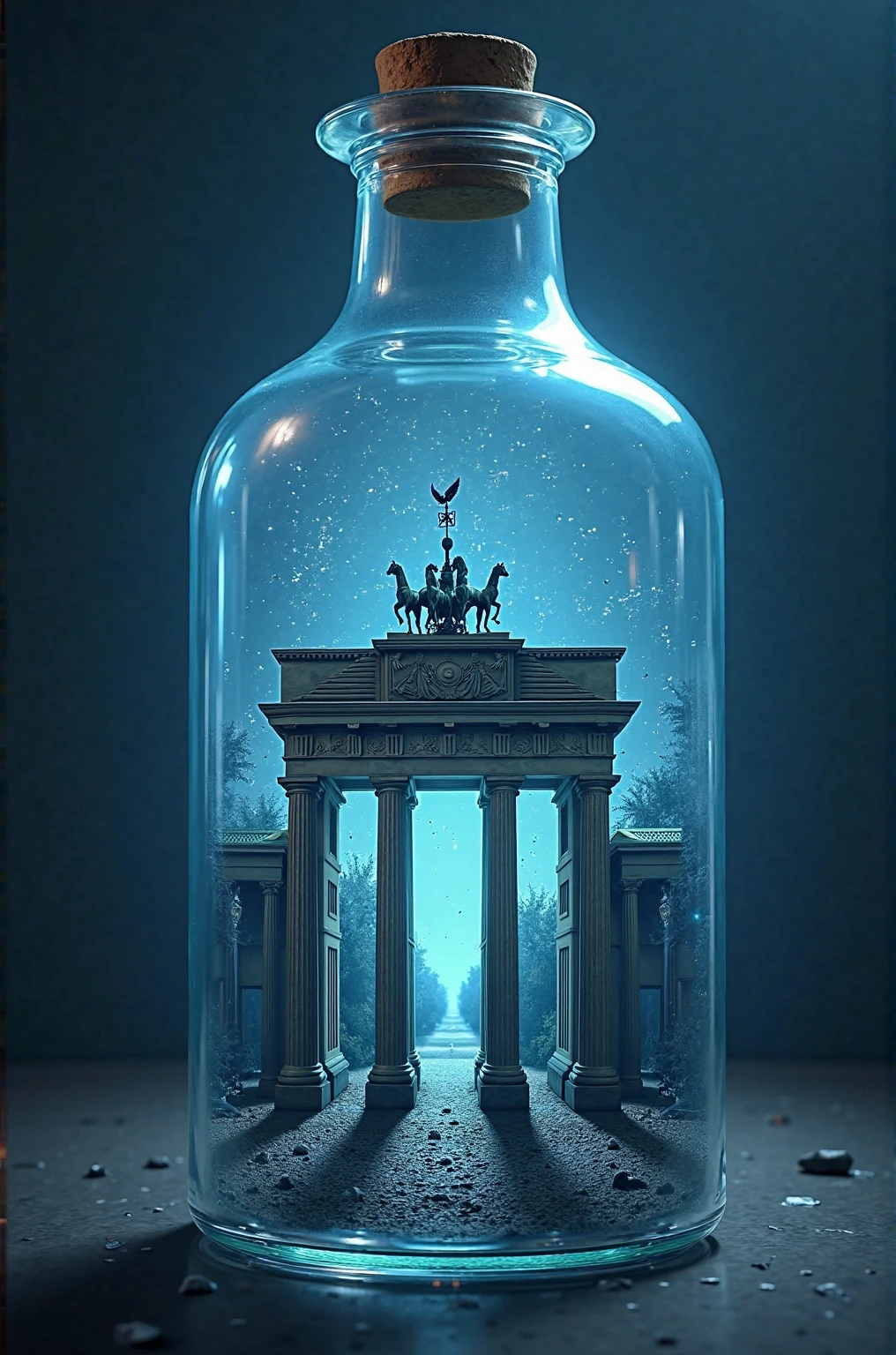 The Brandenburg Gate inside a bottle,simple design,detailed ...