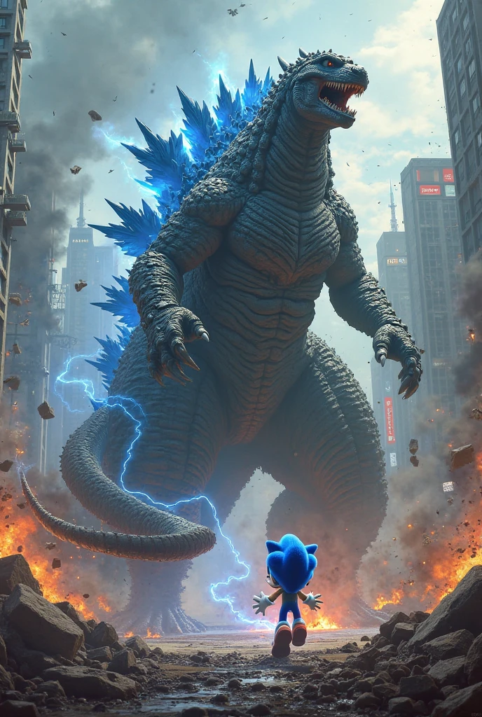 Godzilla vs sonic - SeaArt AI