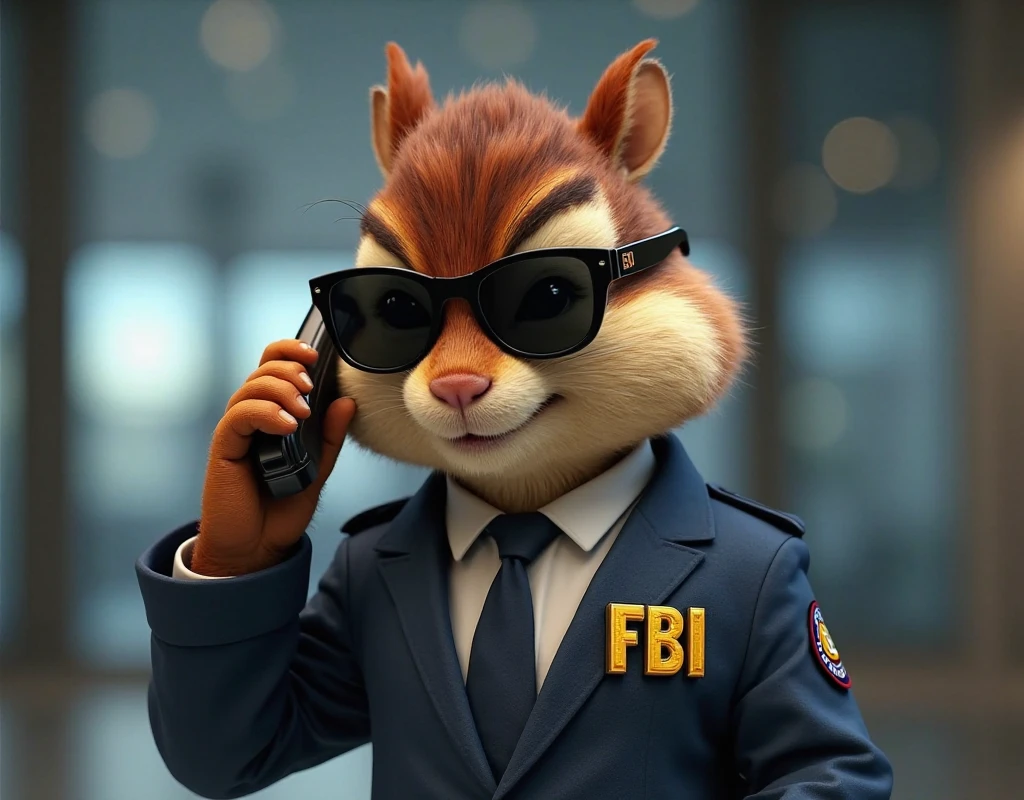 Alvin from the Chipmunks movie, 4K, with dark glasses, Wearing FBI ...