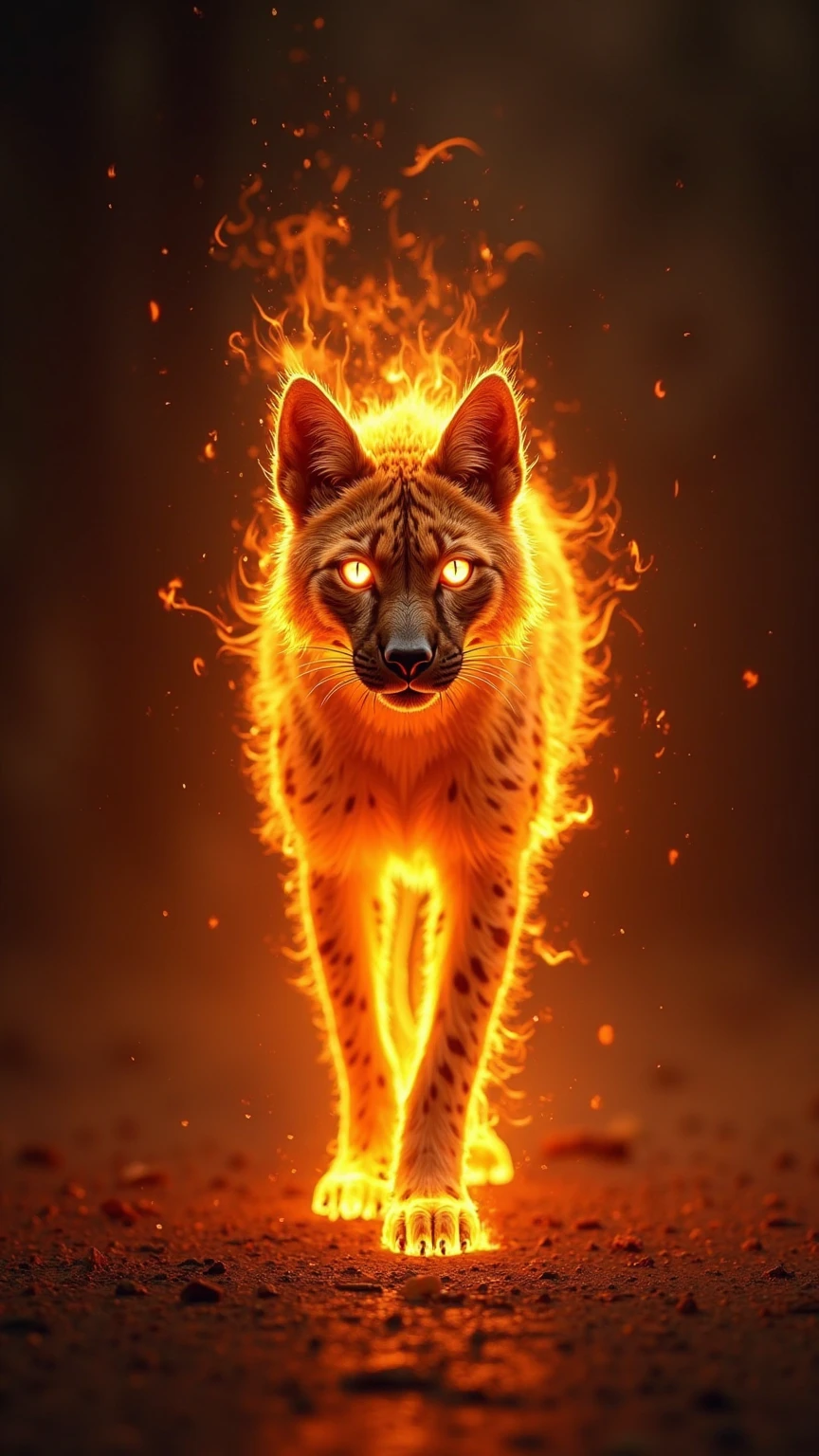 攻撃態勢の火山溶岩猫