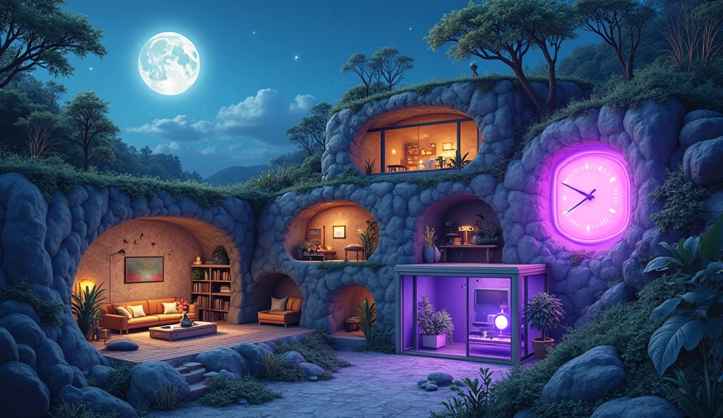 "A detailed and charming illustration of an underground house ...