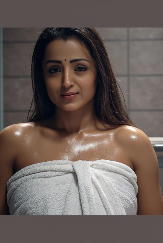 Trisha Krishnan standing towel in bathroom oldman hug her on backside ...