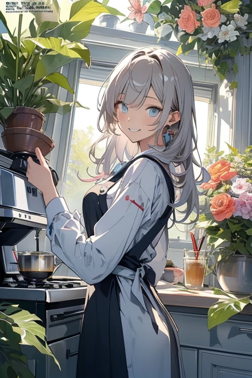 (from below:1.2),((1girl, silver hair, long hair, qutel blue eyes ...