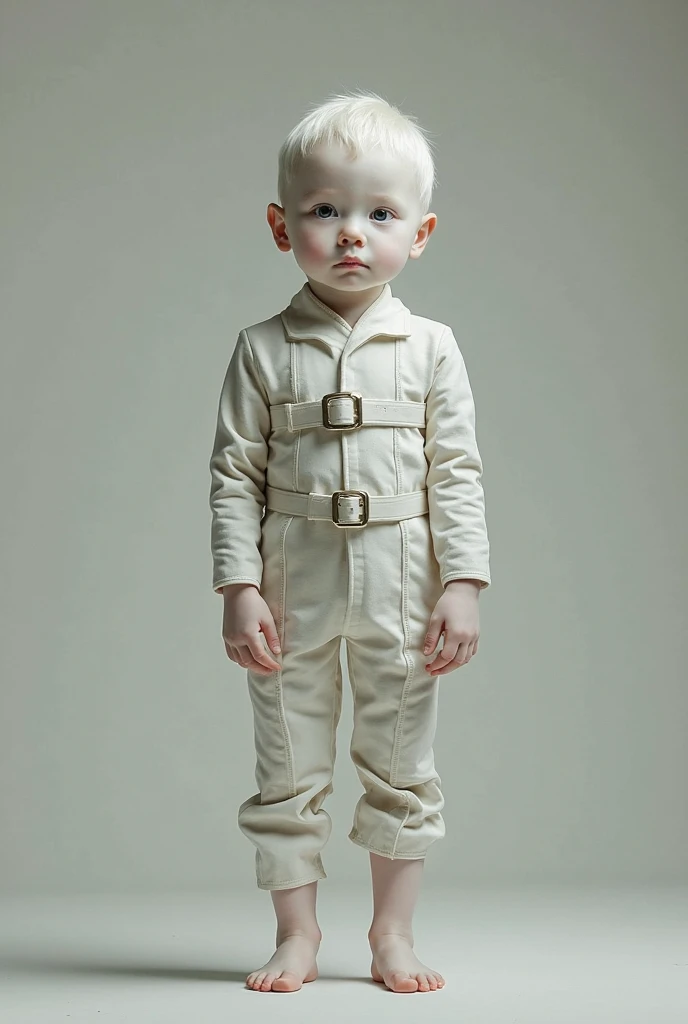 Albino boy in a straight jacket, standing, full body, unrestricted - SeaArt AI