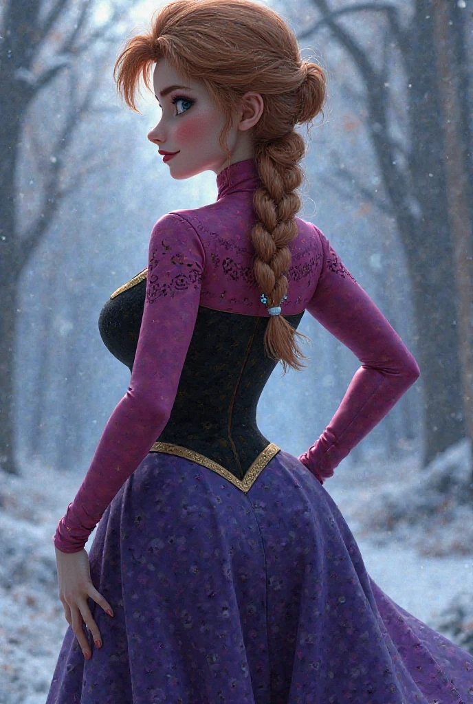 Anna from frozen facing away from you. Big , big waist, big - SeaArt AI