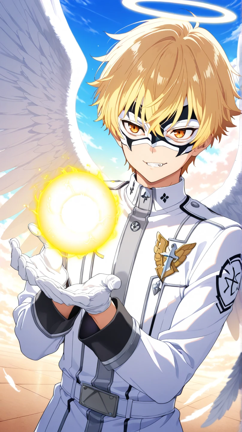 Pure white Domino masked men anime, solo, male focus,white angel ...