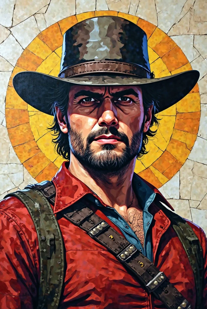 John Marston as mosaic art (big and simple pieces) - SeaArt AI