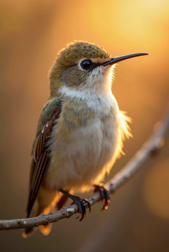 A fascinating close-up portrait of a beautiful little bird illuminated ...