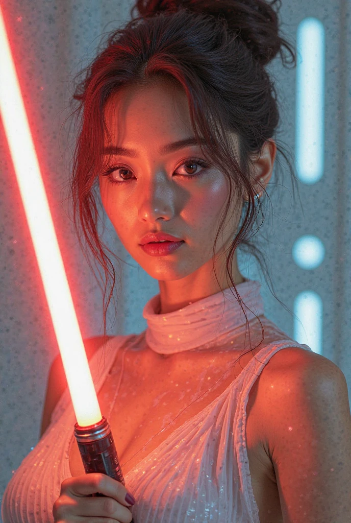 Create the cover of a fashion magazine with Rei Skywalker from StarWars ...