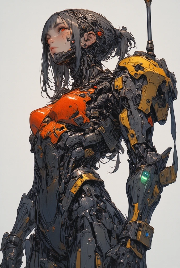 taken from below、A drawing of a robot with lots of different colored ...