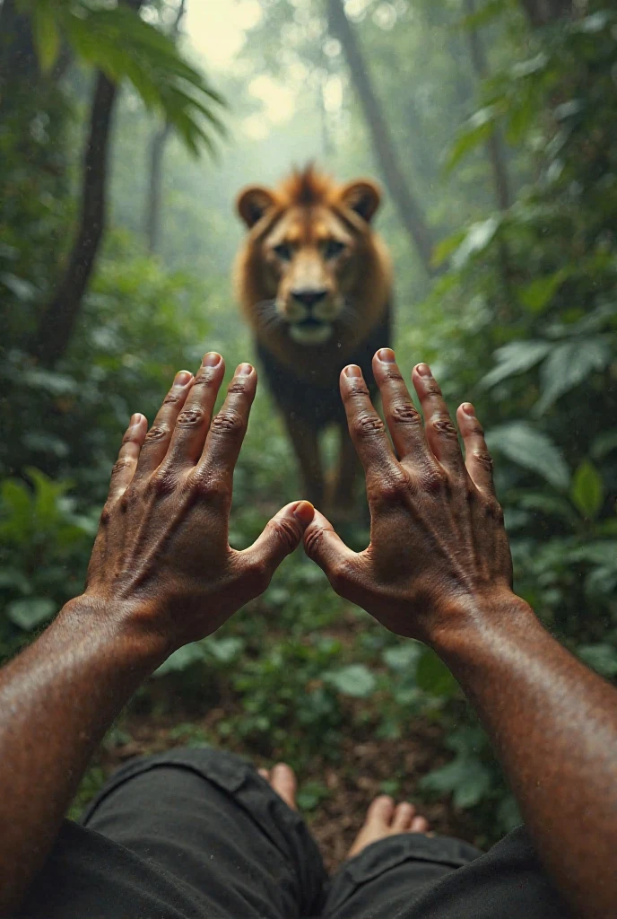 "First person perspective of someone waking up in the jungle - SeaArt AI