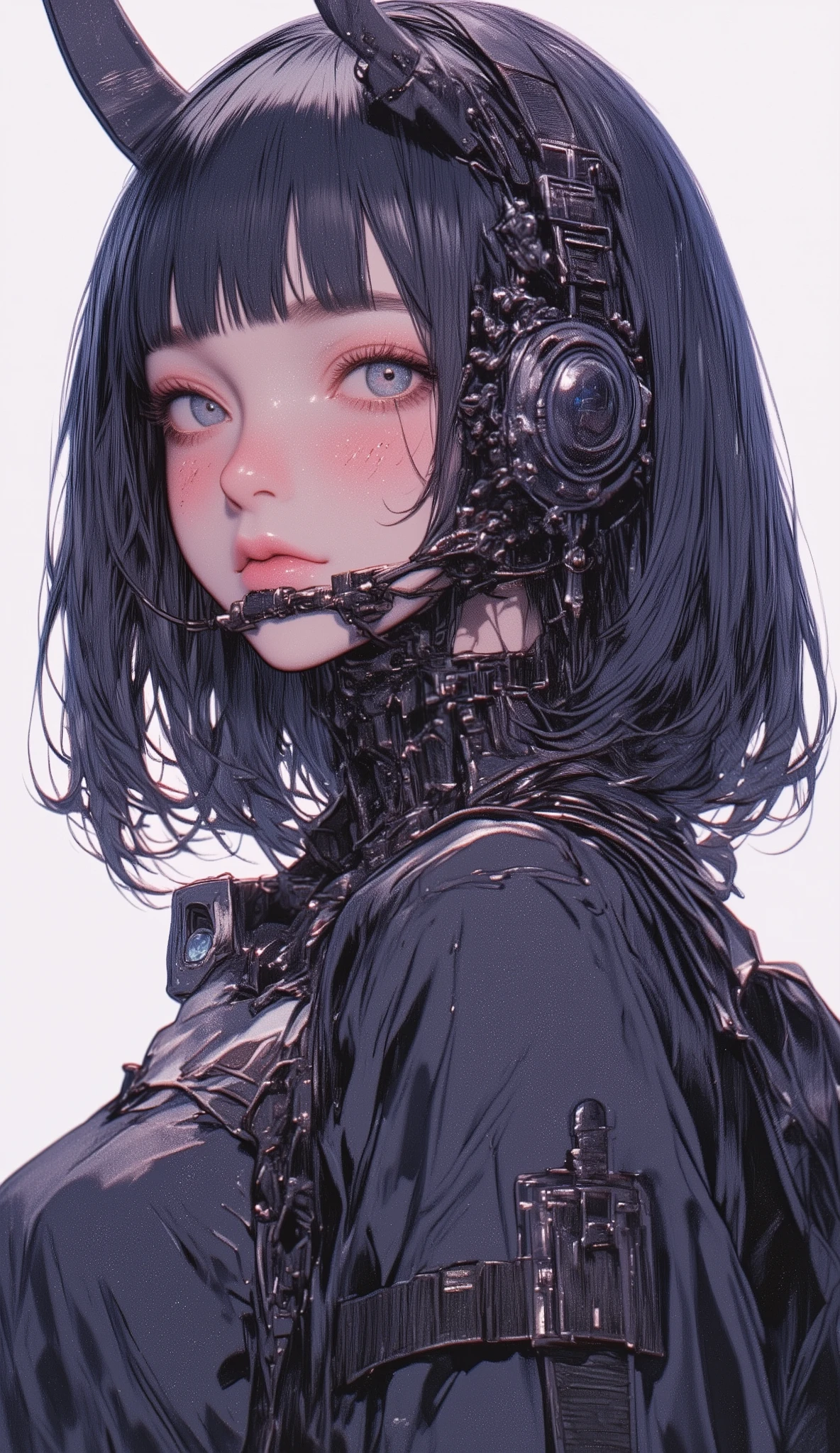 Anime girl with horns and headphones on her head - SeaArt AI