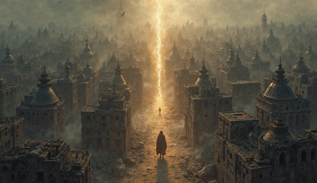 Imagine an aerial view of the city where Enoch. From above, you can see ...