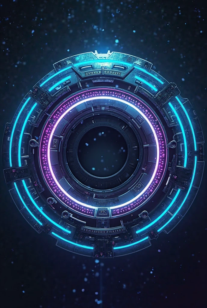 Create a high-resolution circular image featuring a futuristic design ...