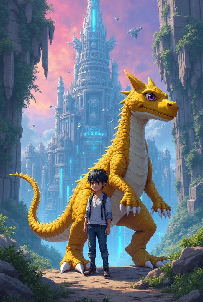 Digimon world 1 from ps1 art concept, agumon with tamer - SeaArt AI