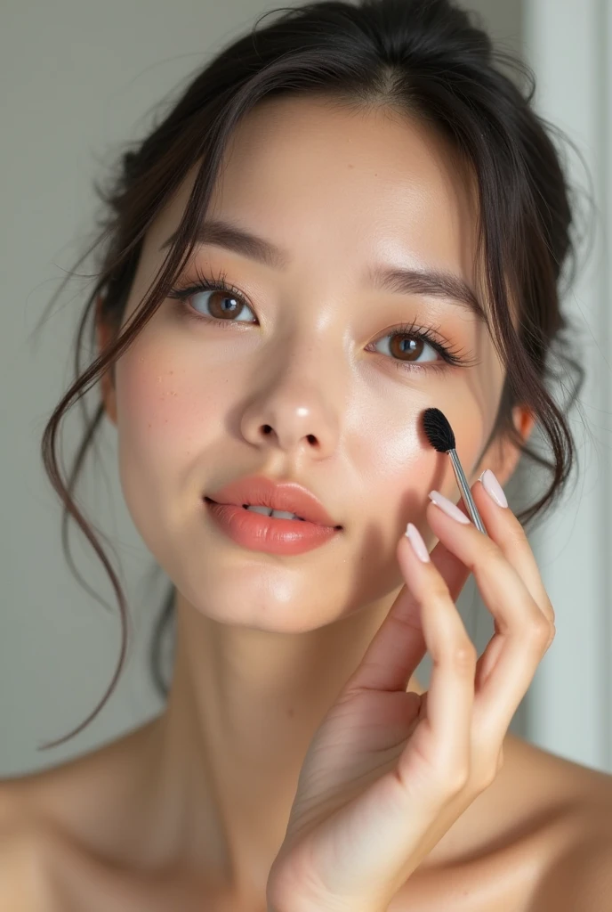 Create a woman by applying foundation and concealer to her face - SeaArt AI