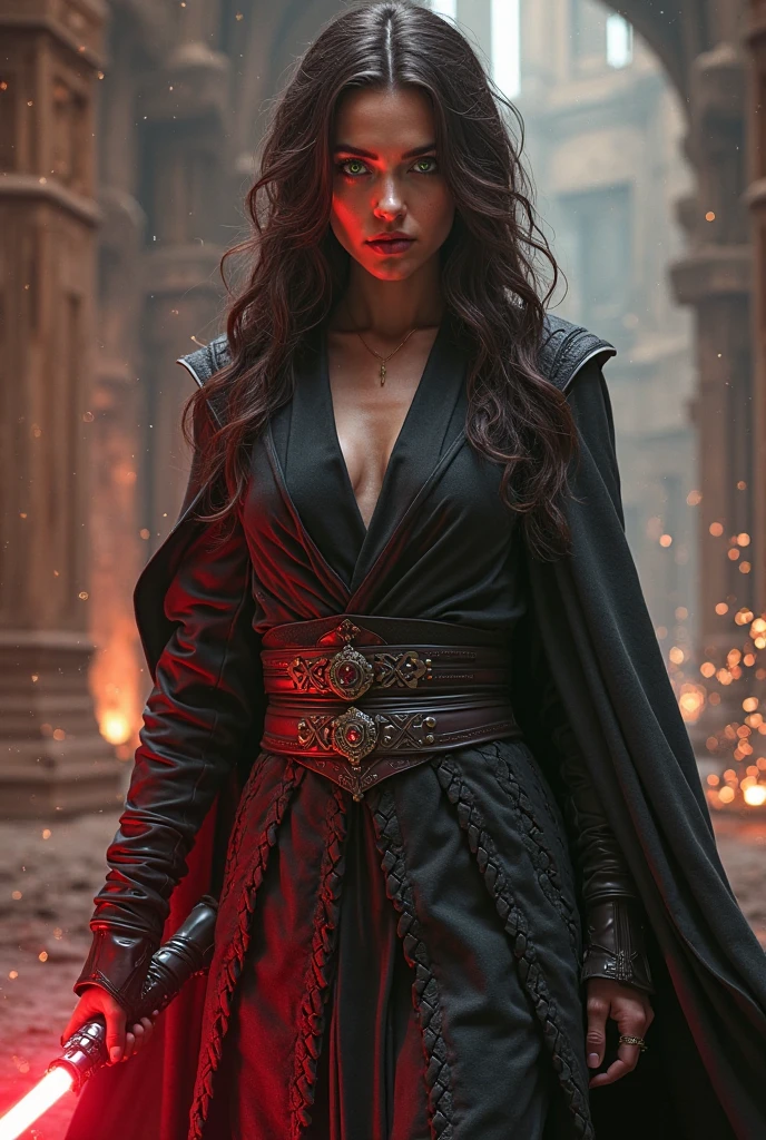 A powerful and alluring female Sith warrior in the Star Wars universe ...
