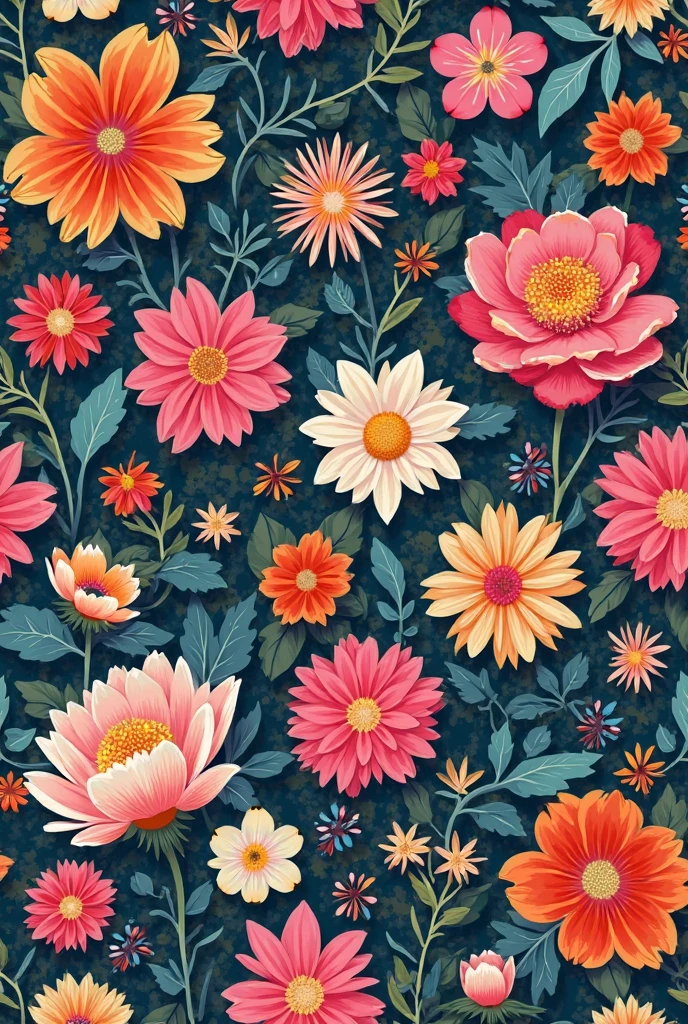 A floral design that mixes vintage elements, such as art deco or art ...