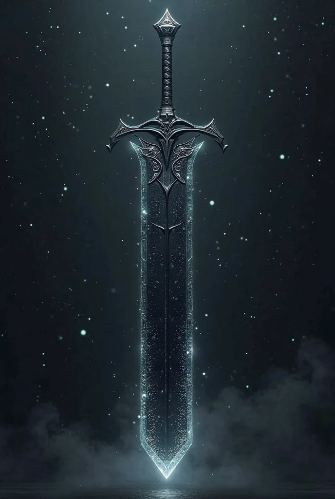 Very long straight sword, thick, heavy, Black blade, edge of the blade ...