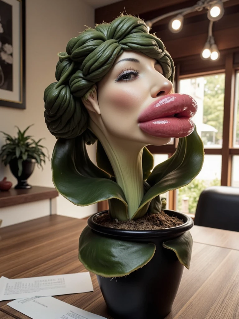 Photo of a succplant with a mouth, bellsprout with big lips, real life ...