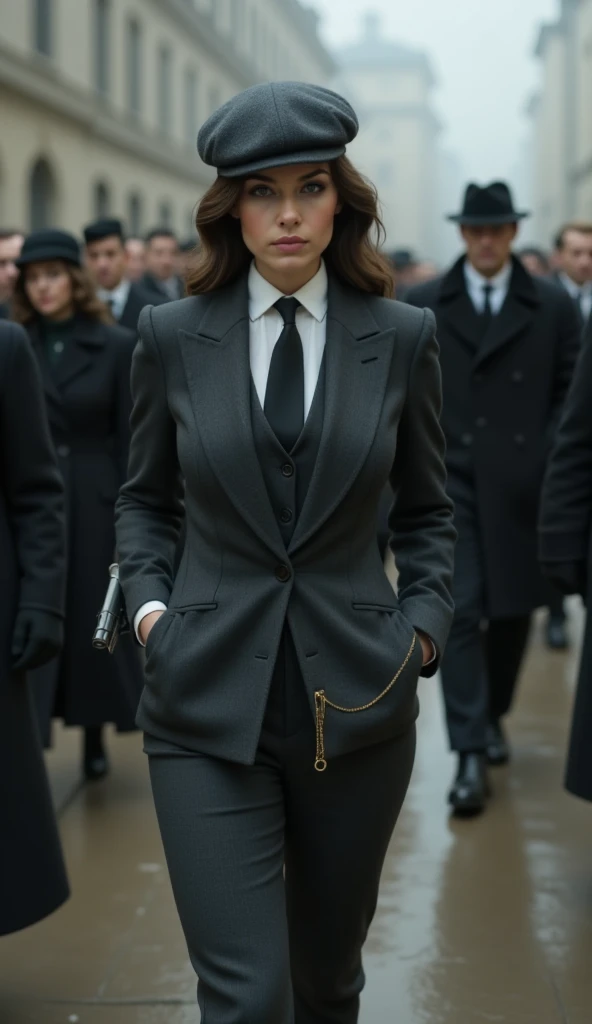 An elegant and imposing woman walks through a period setting - SeaArt AI