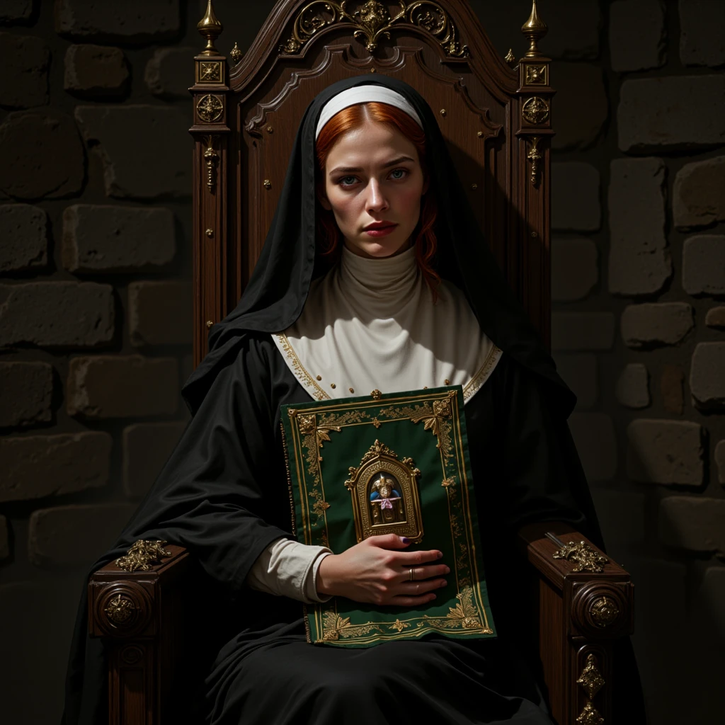 Beautiful 21 year old English nun, pretty smile, red hair, sitting in ...