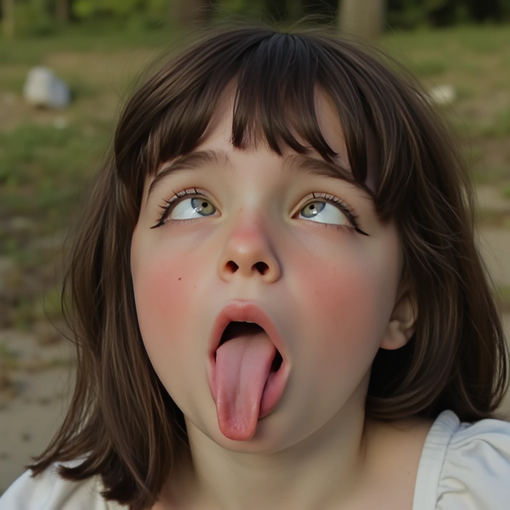 Tongue_out,rolling_eyes,white_skin,cross eyes,ahegao,little_girl - SeaArt AI