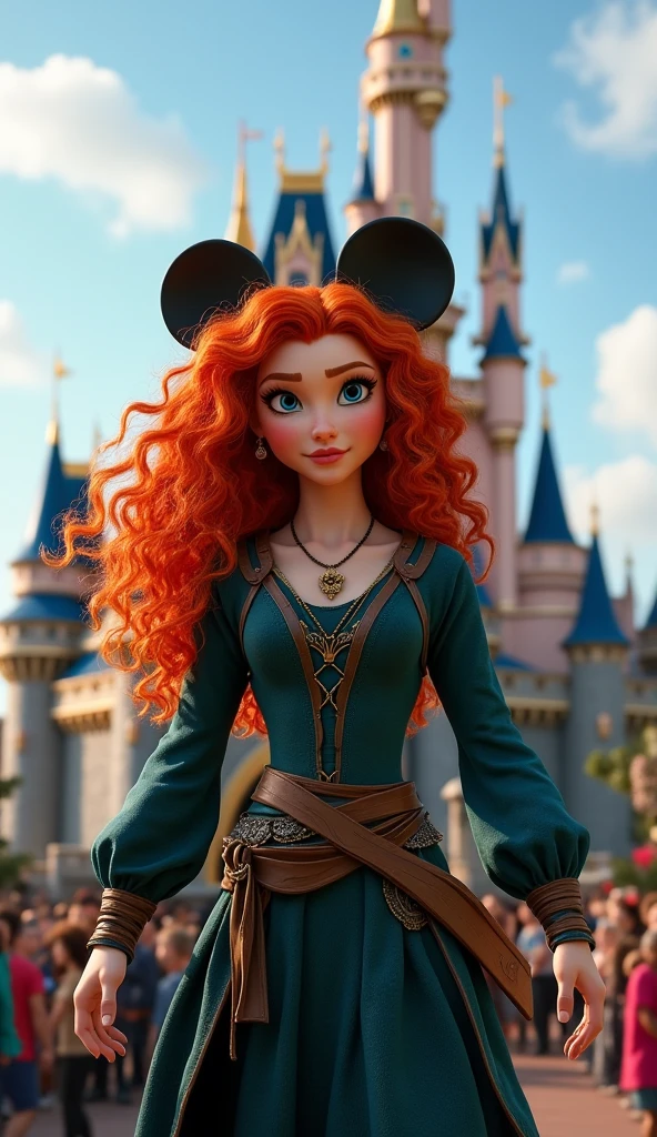 "Create an ultra-realistic, epic hybrid princess combining Merida ...
