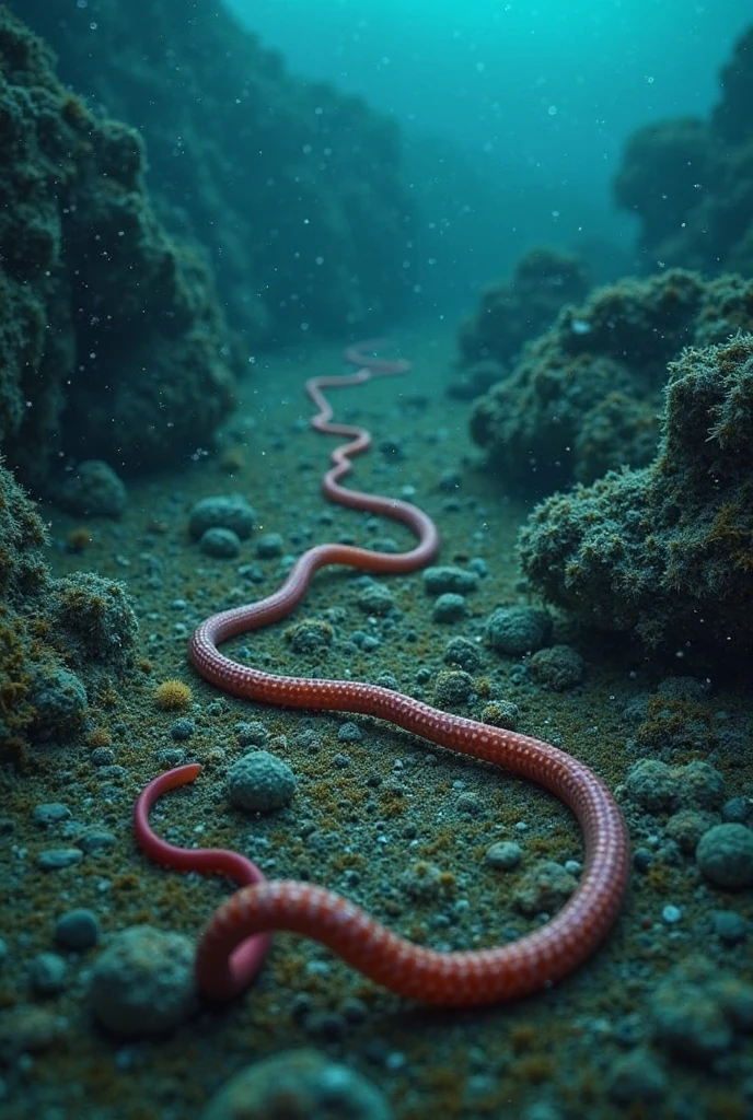 Here's an image of a bootlace worm stretching along the ocean floor ...