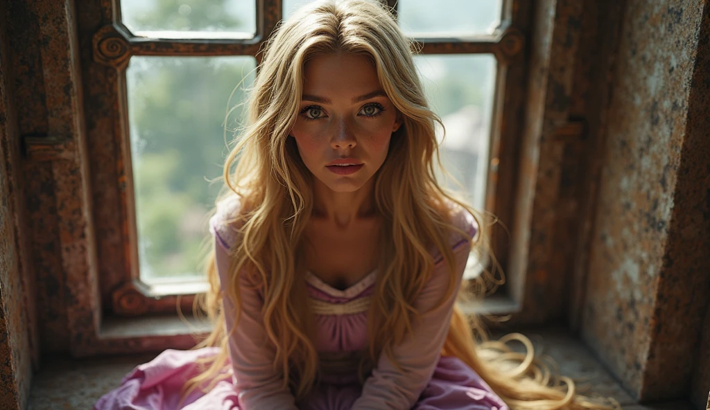 Selfie_shot_of_disney_rapunzel_Realistic_women_28_years_old_sitting ...