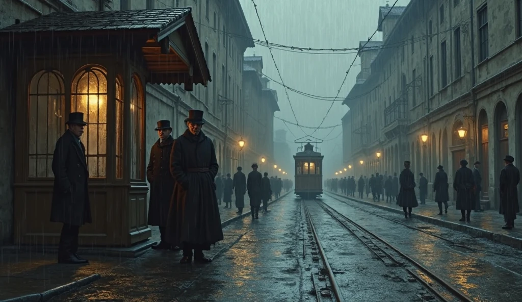 Passengers are waiting for the Bonde at the end of the last century ...