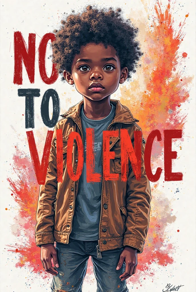 Create a poster with a theme "No to Violence" using marker - SeaArt AI